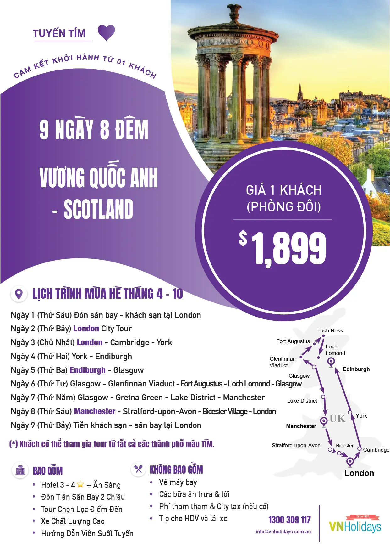 Tuyến Tím (Line A): Vương Quốc Anh – Scotland – Việt Kiều – VN Holidays